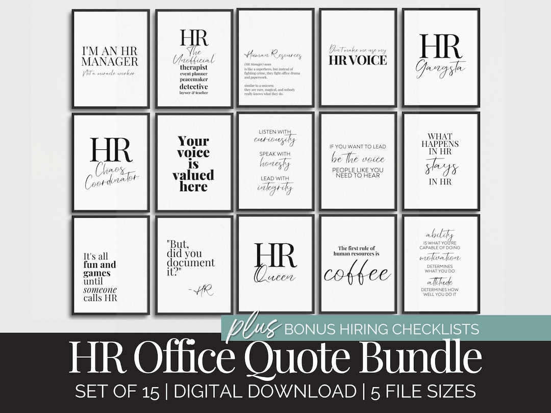 Human Resources Office Decor Bundle HR Office Wall Art for Women Funny ...