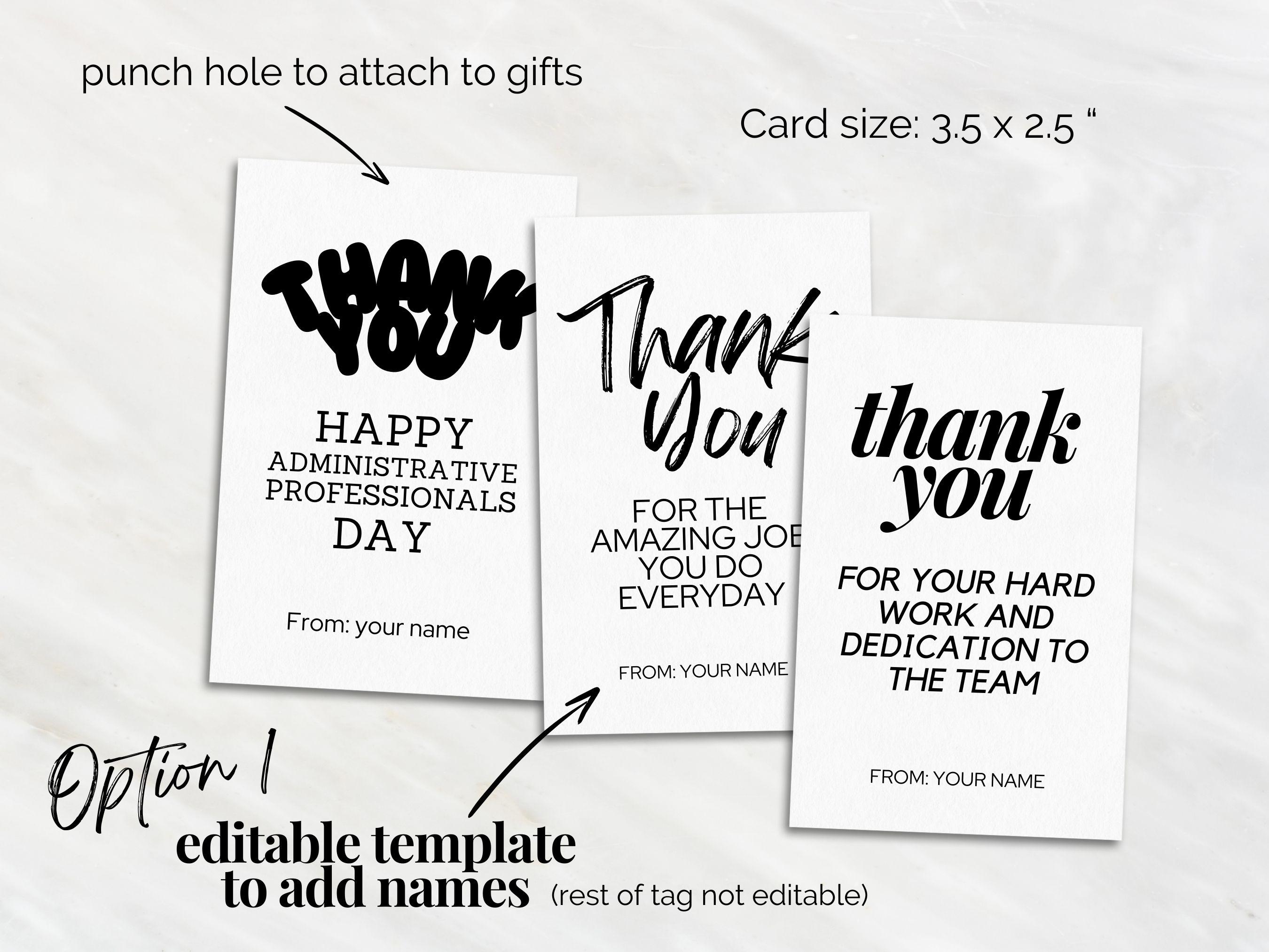 Admin Assistant Day Gift Tags Office Staff Appreciation Cards Personal ...