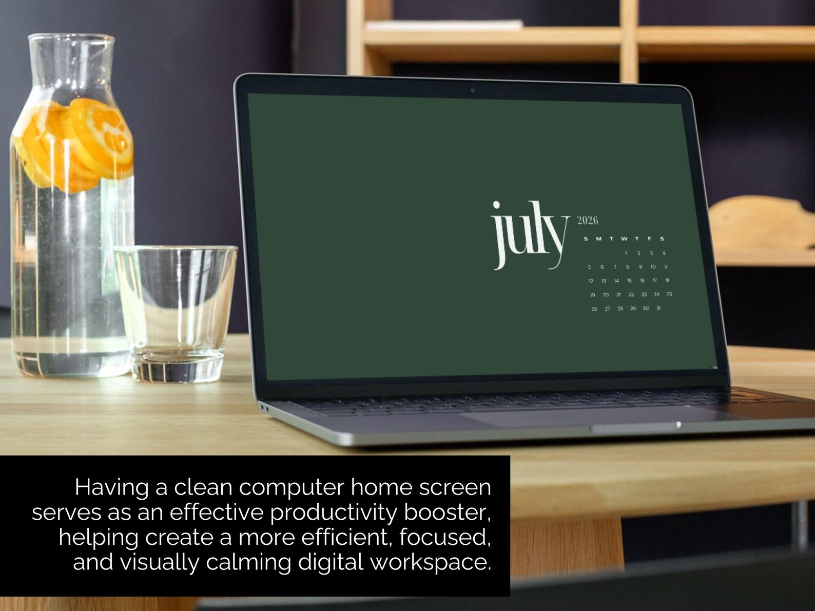 Green Desktop Wallpaper Monthly Calendar 2026 Digital Desktop Wallpaper ...