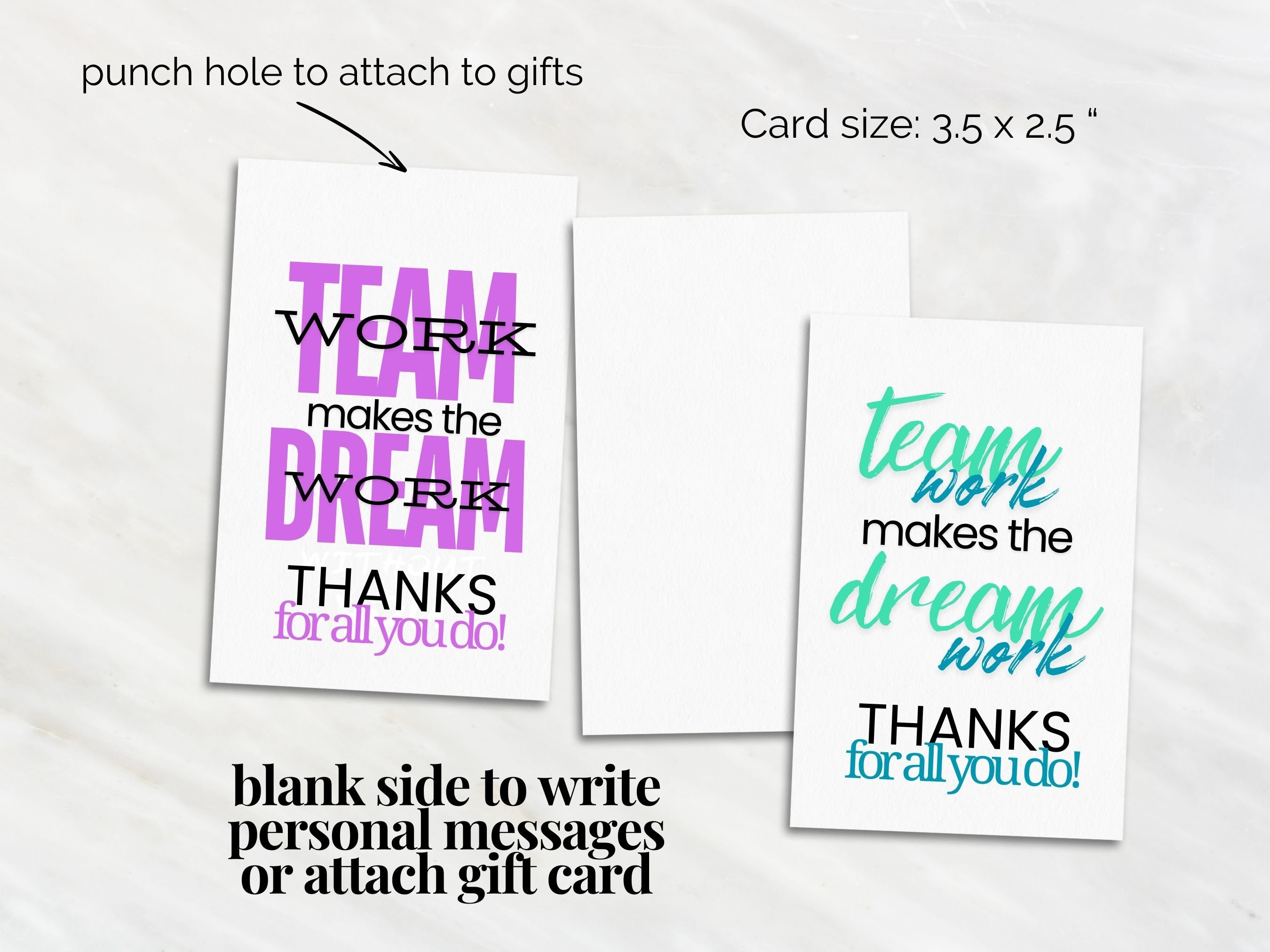 Teamwork Makes Dream Work Tags, Thanks for All You Do, Office Employee ...