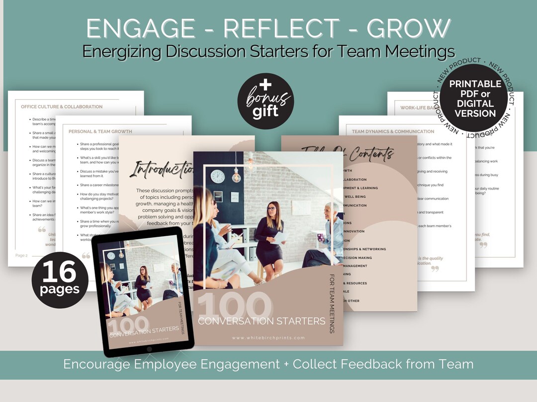 Team Meeting Conversation Starters, Discussion Question Prompt for Team ...