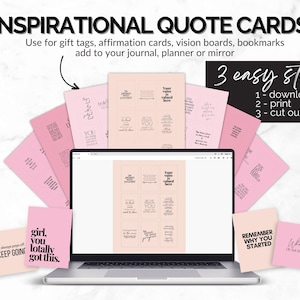 Vision Board Quote Printable Pink Inspirational Quote Cards Positive ...