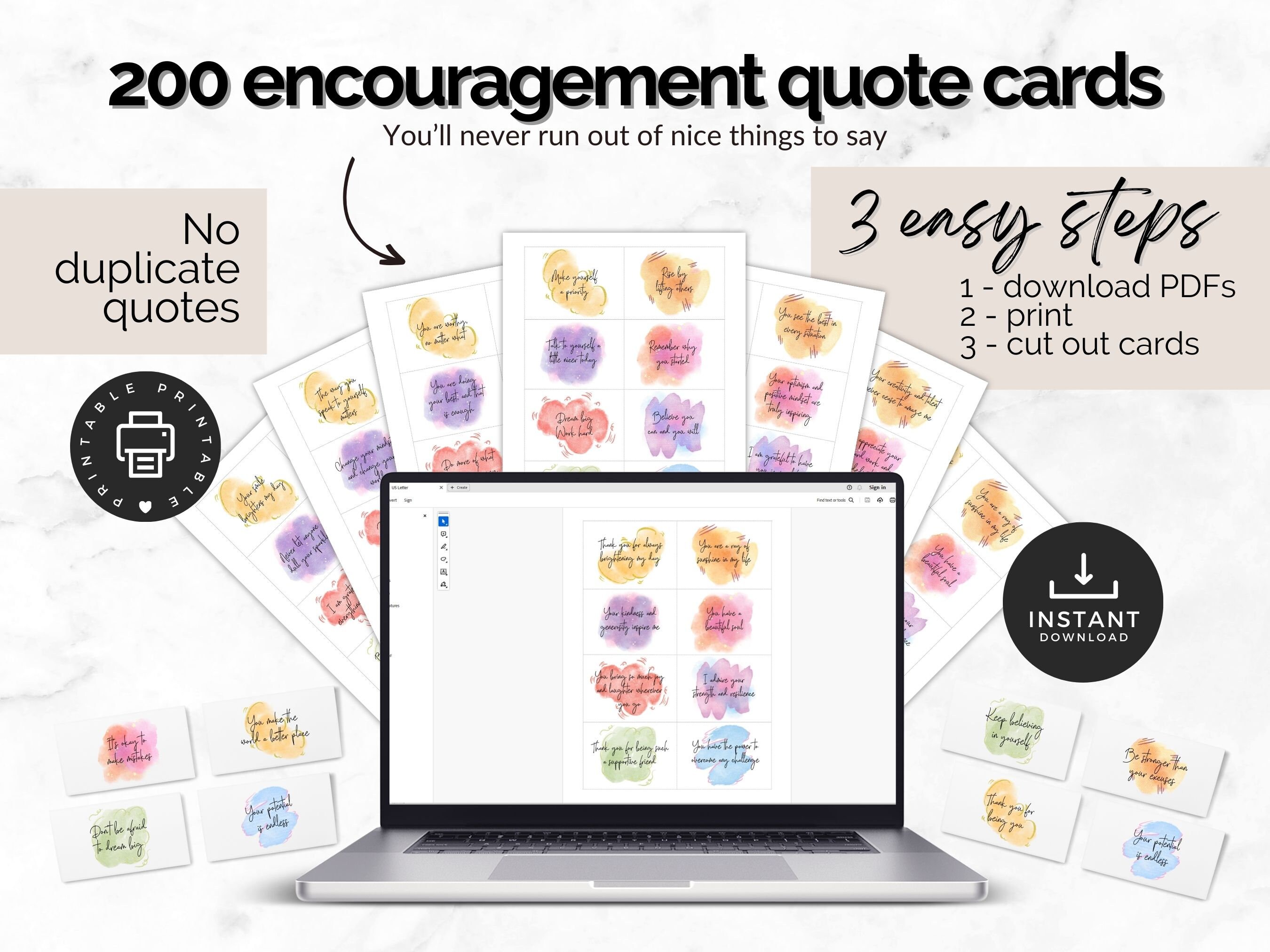 Notes of Encouragement Cards Inspirational Quote Cards Positive ...