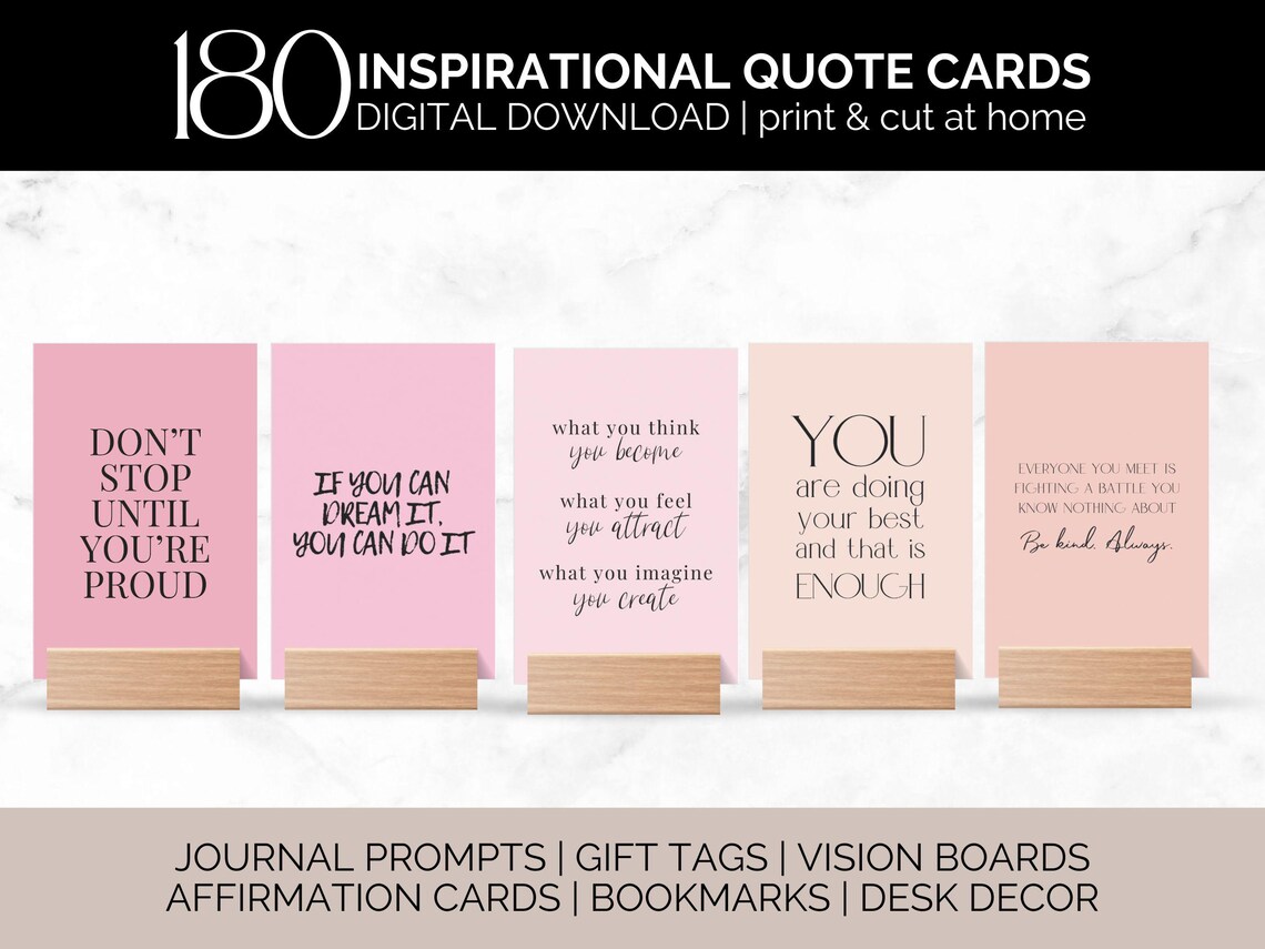 Vision Board Quote Printable Pink Inspirational Quote Cards Positive ...