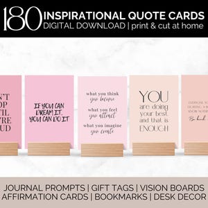 Vision Board Quote Printable Pink Inspirational Quote Cards Positive ...