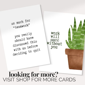 Coworker Quitting Printable Cards, Leaving Job Card for Colleague ...