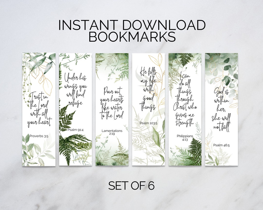 Printable Bible Verse Bookmark Set Digital Bookmark Bundle Scripture ...