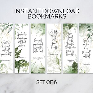 Printable Bible Verse Bookmark Set Digital Bookmark Bundle Scripture ...