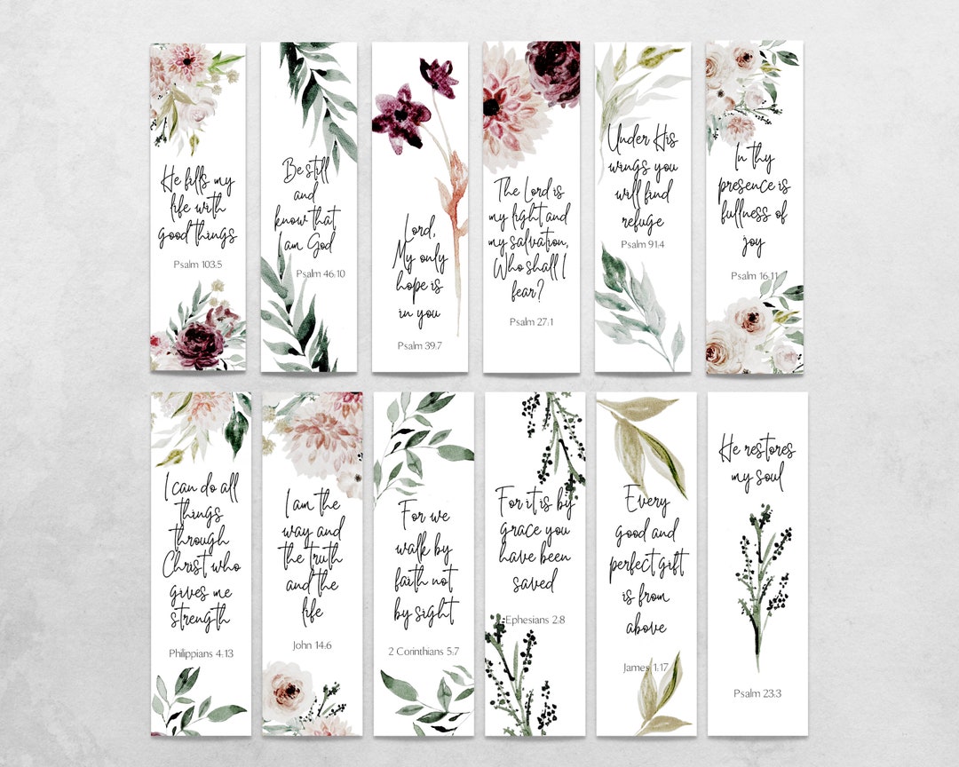 Printable Christian Bookmark Set of Bible Verse Bookmarks Digital ...