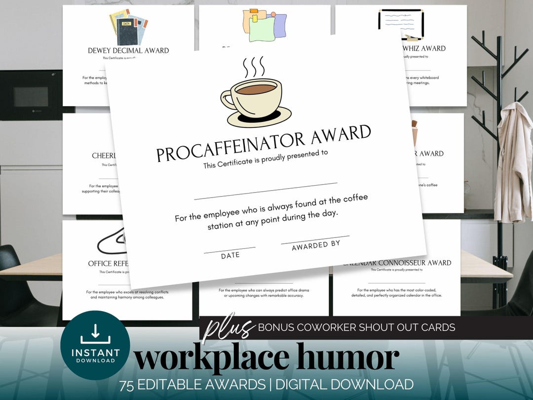 Employee Appreciation Funny Awards, Editable Work Humor Certificates ...