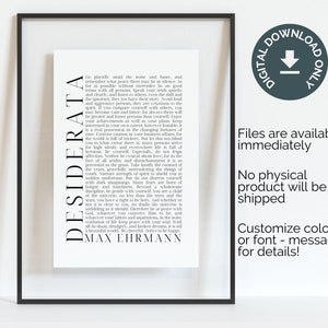 Desiderata Poem Print Max Ehrmann Quotes About Life Classic Literature ...