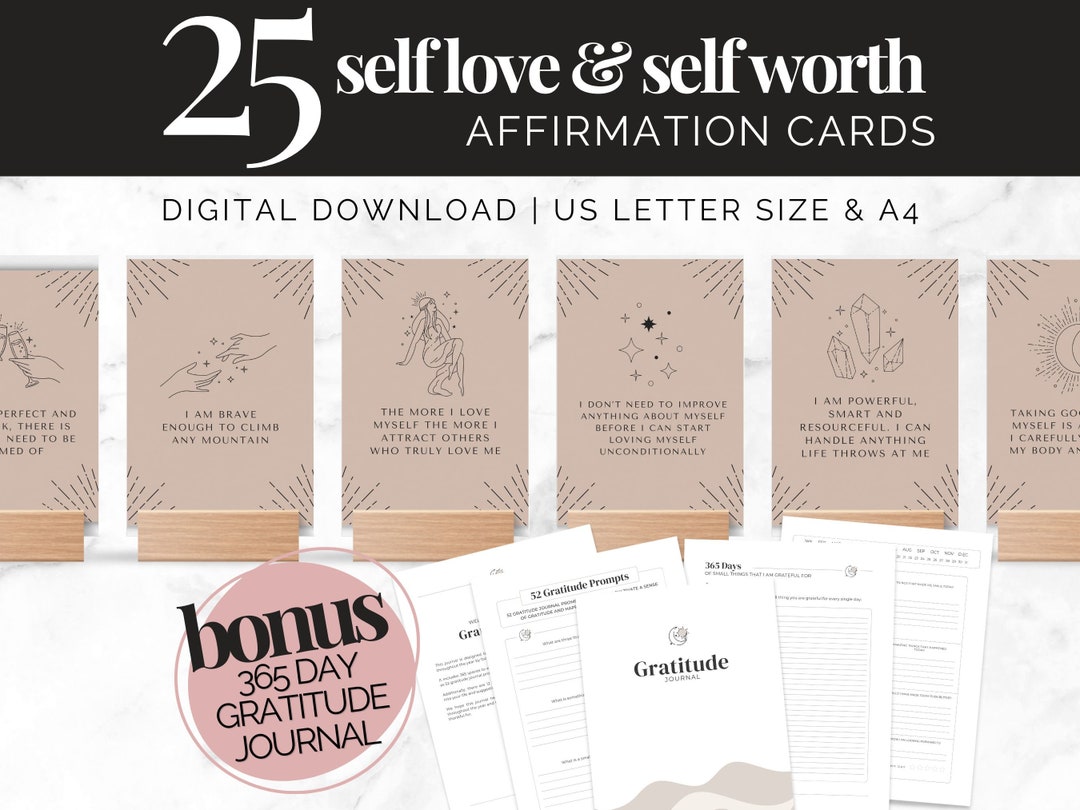 Self Love Affirmation Cards, Self Worth Affirmation Deck, Printable ...