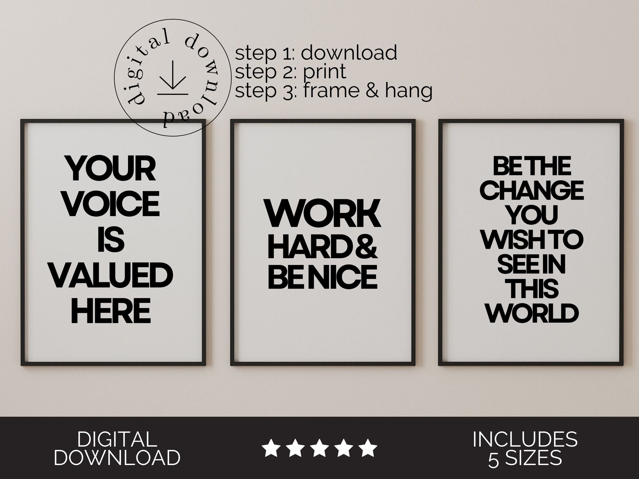 Teamwork Quote Poster Set, Printable Inspirational Office Gallery Wall ...
