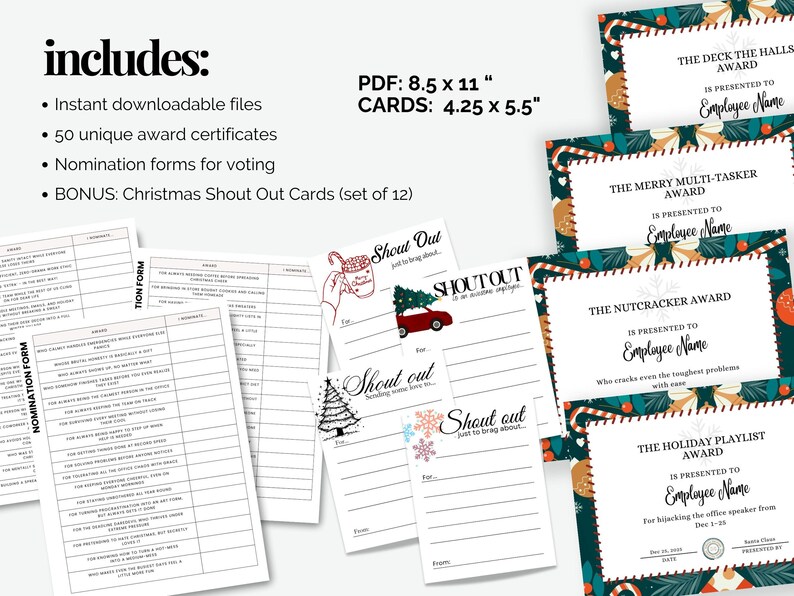 Editable Christmas Employee Appreciation Awards, Funny Holiday Party ...