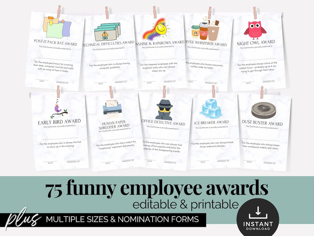 Funny Employee Appreciation Award Certificates Coworker Gift Cards ...