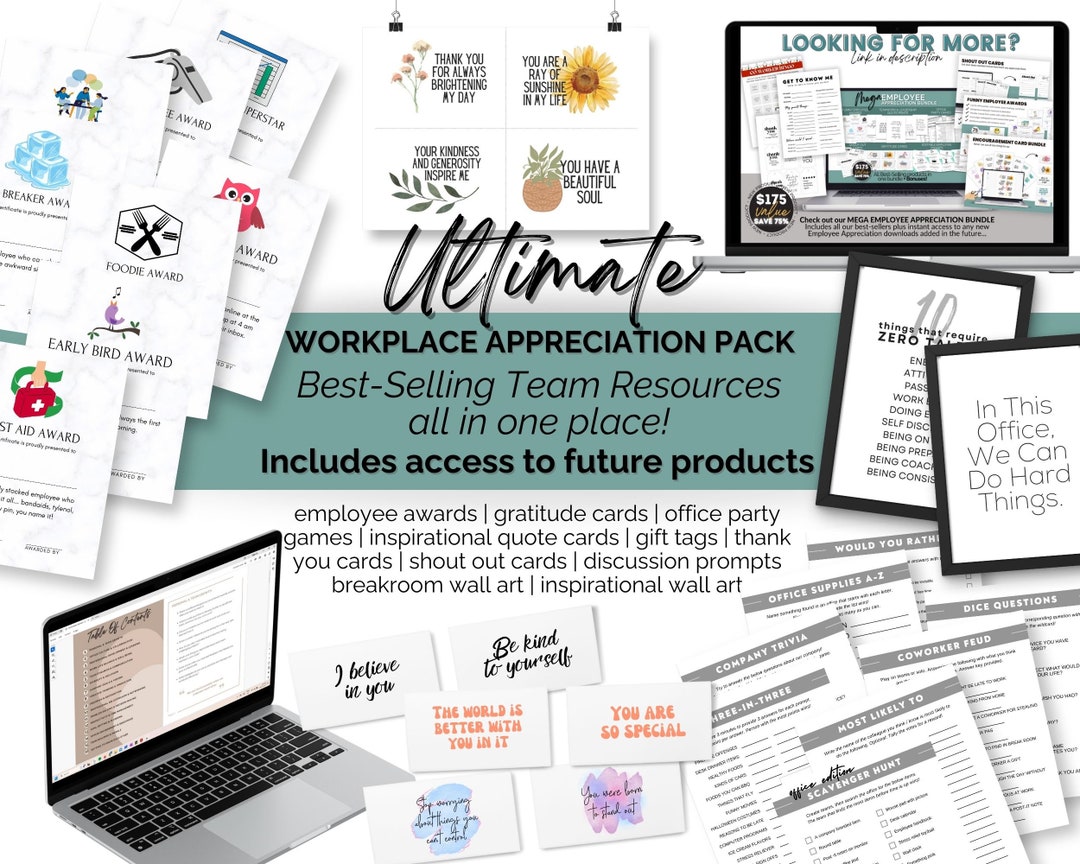 Employee Appreciation Printables Bundle, Staff Award Certificate ...