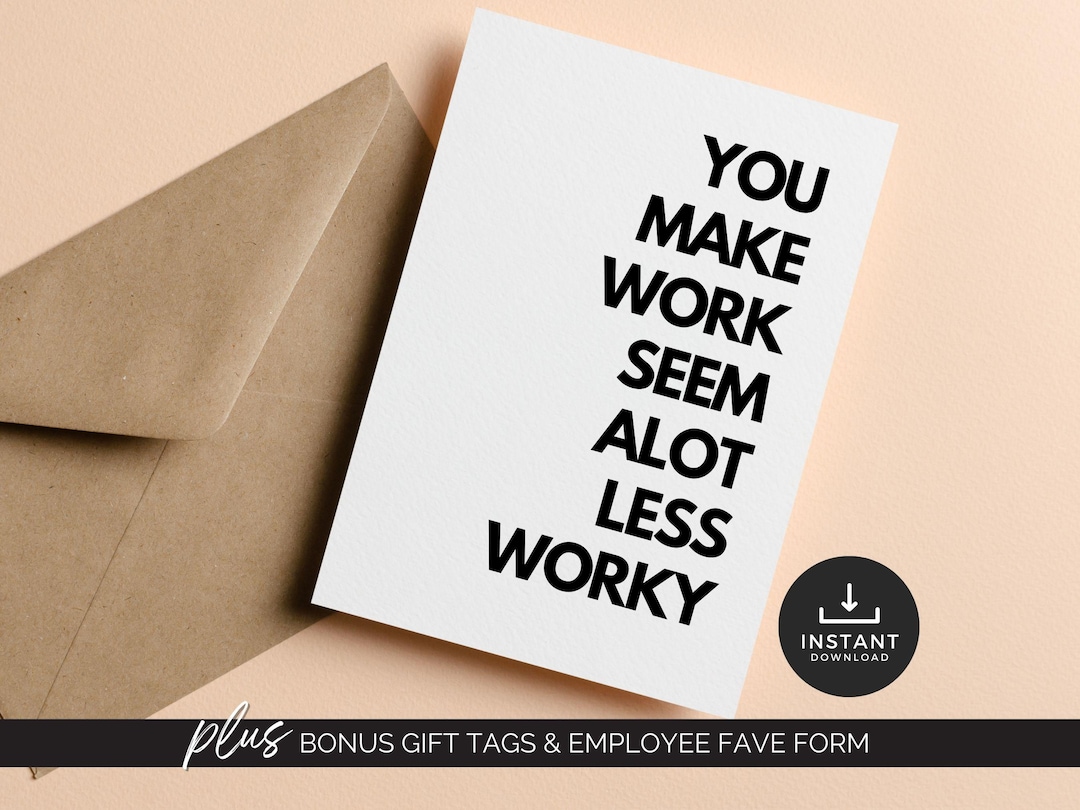 Funny Work Bestie Card Favorite Coworker Gift Office Friend Thank You ...