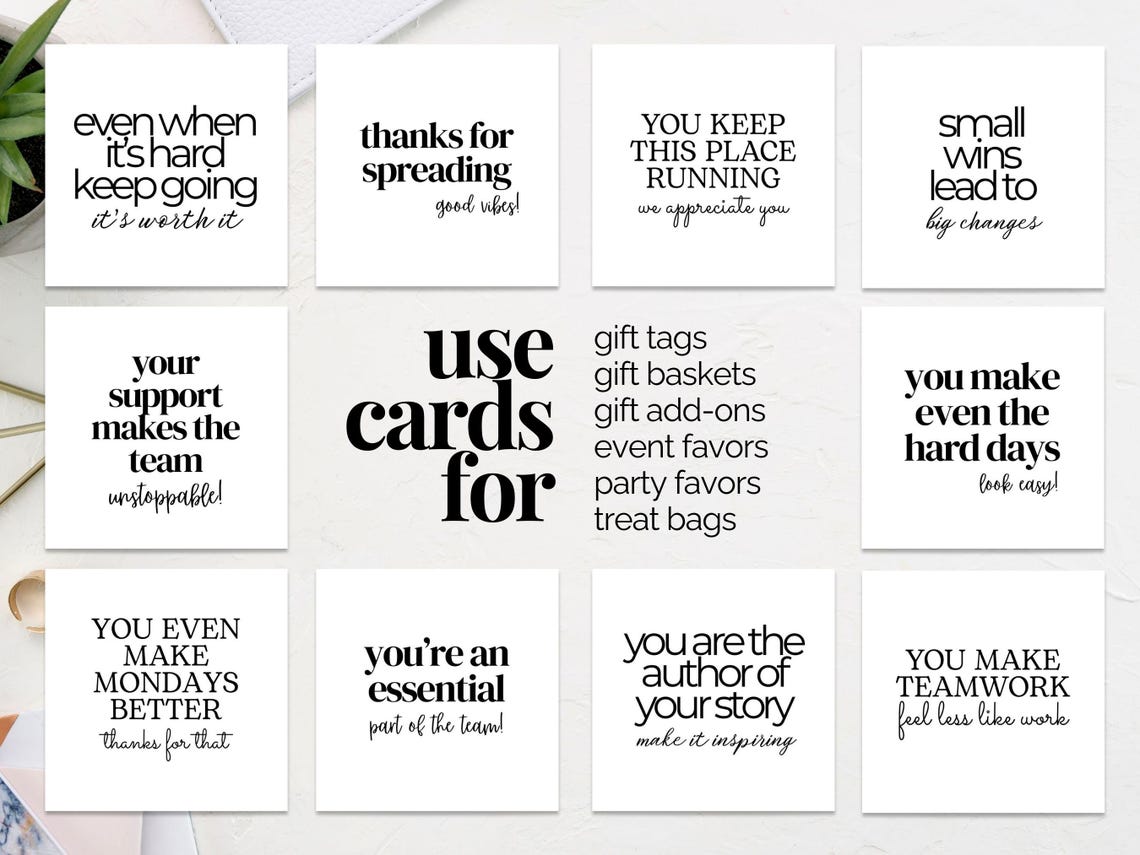 Employee Appreciation Notes, Printable Mini Coworker Thank You Cards ...