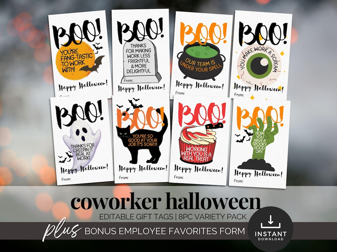 Halloween Employee Appreciation Tags Funny Thank You Card for Coworker ...