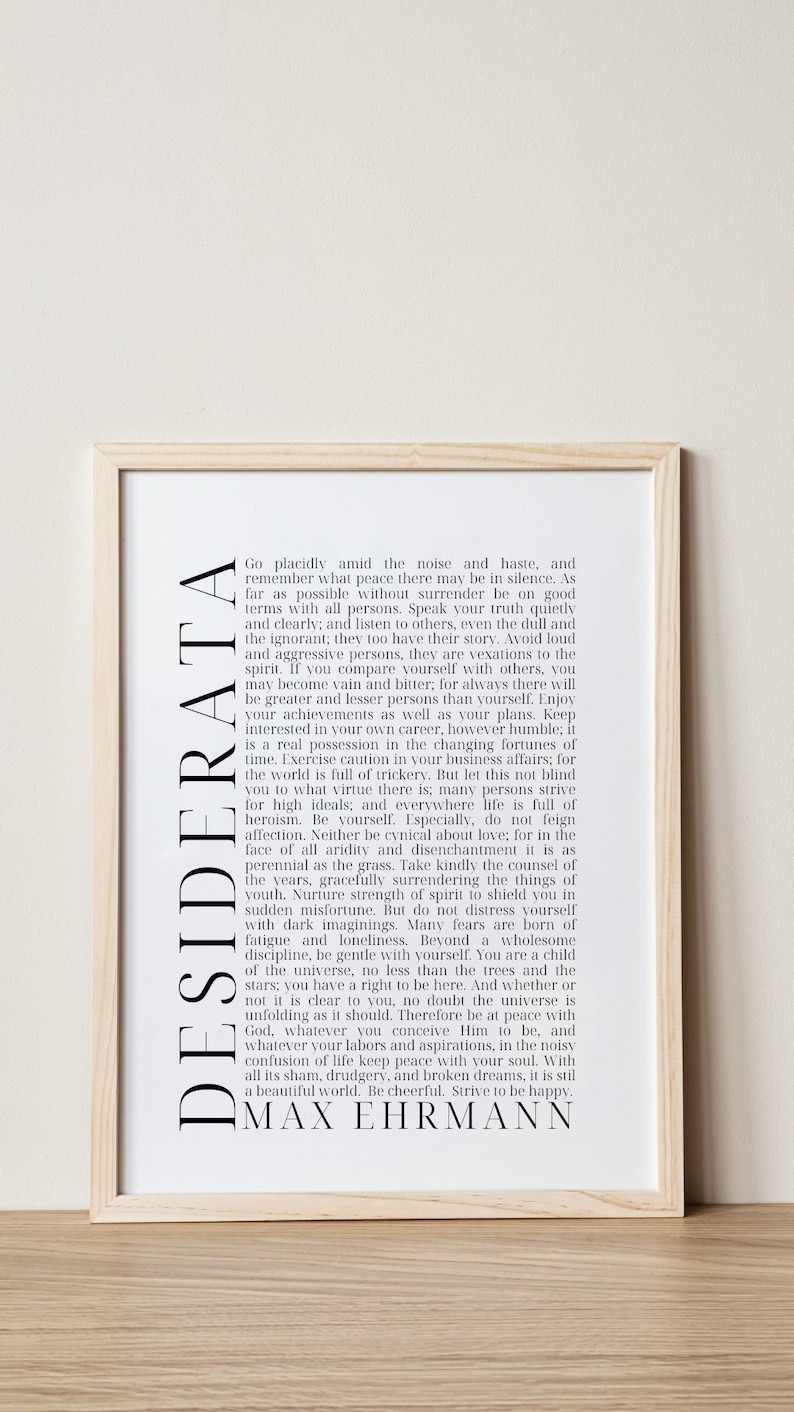 Desiderata Poem Print Max Ehrmann Quotes About Life Classic - Etsy