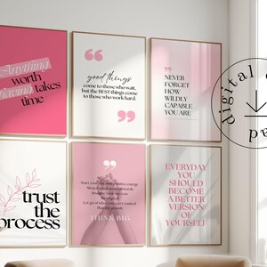 Pink Wall Art Prints Motivational Office Decor Wall Pink Aesthetic ...