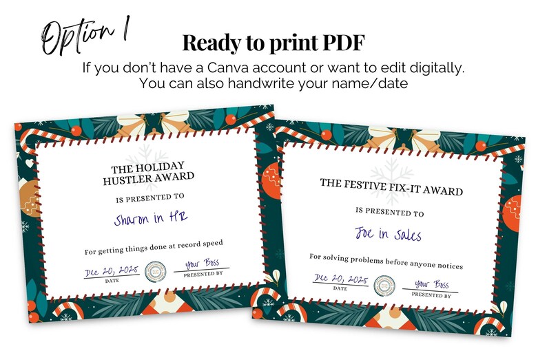 Editable Christmas Employee Appreciation Awards, Funny Holiday Party ...