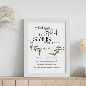 Confidentiality Poster Therapy Office Decor Printable School Counselor ...