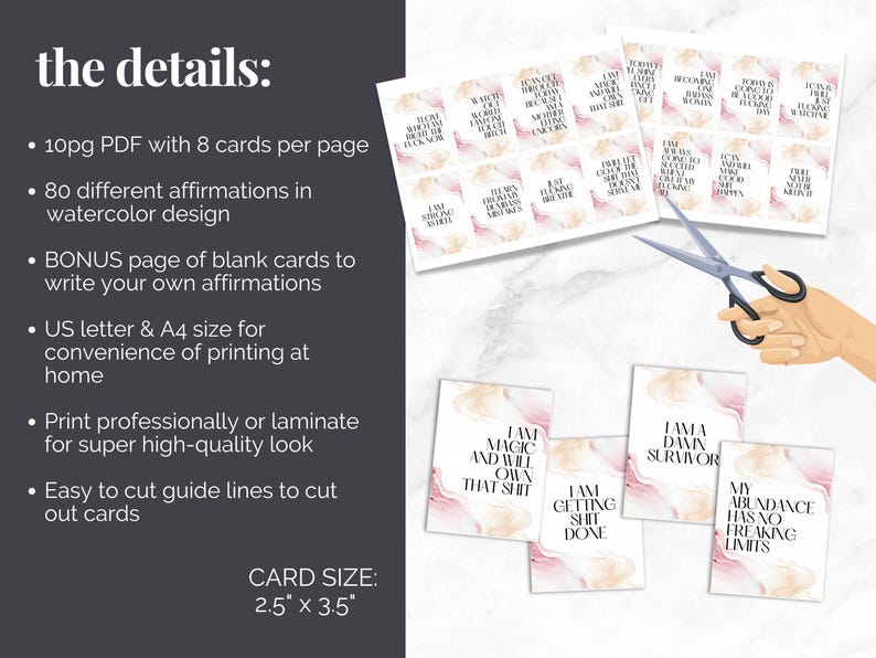 Positive Affirmation Cards With Curse Words Printable Badass Swearing ...