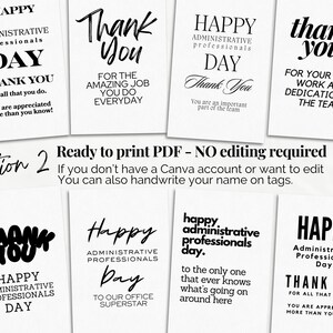 Admin Assistant Day Gift Tags Office Staff Appreciation Cards Personal ...