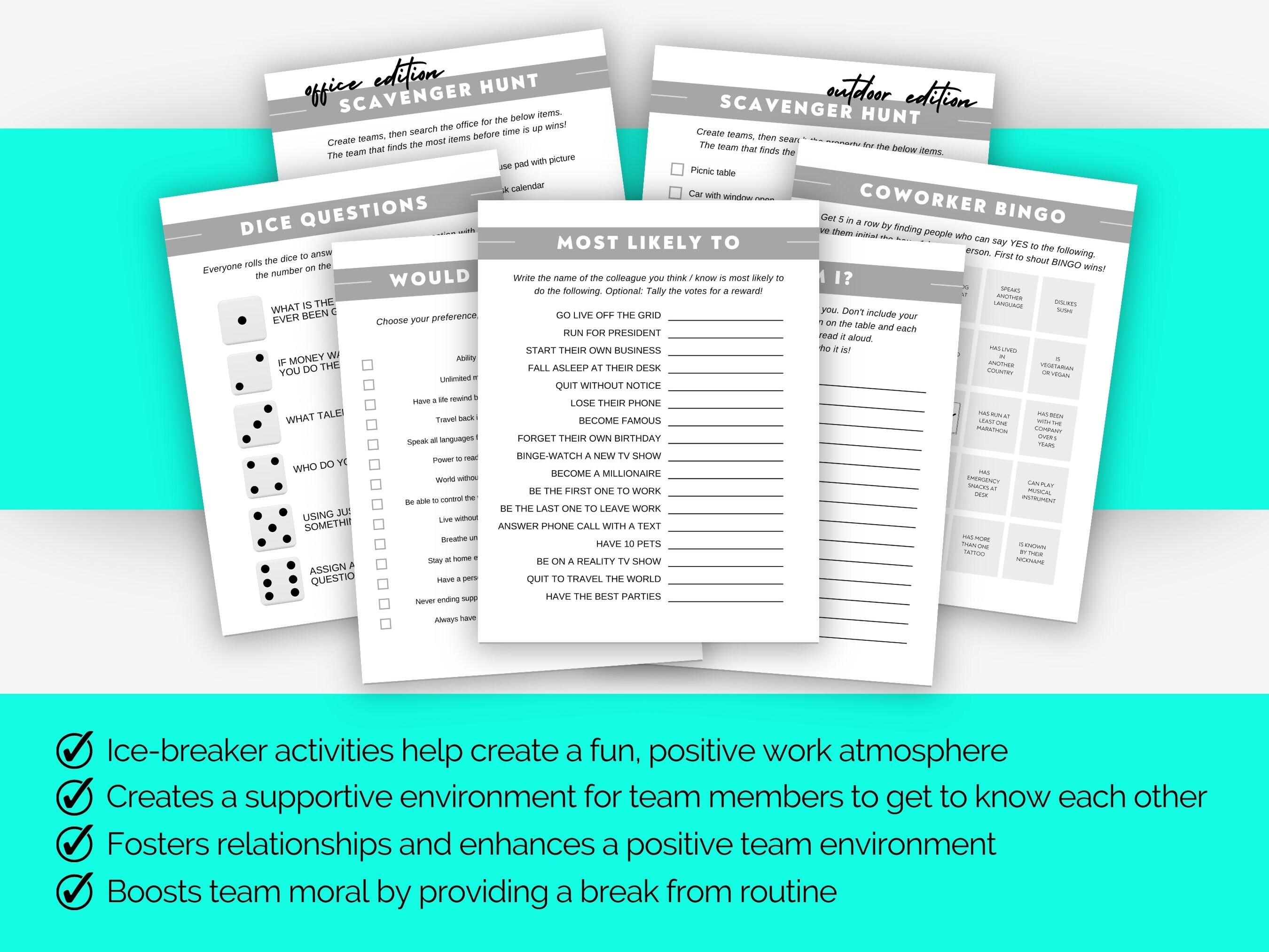 Team Building Games, Office Party Games Bundle, Work Event Ice Breaker ...
