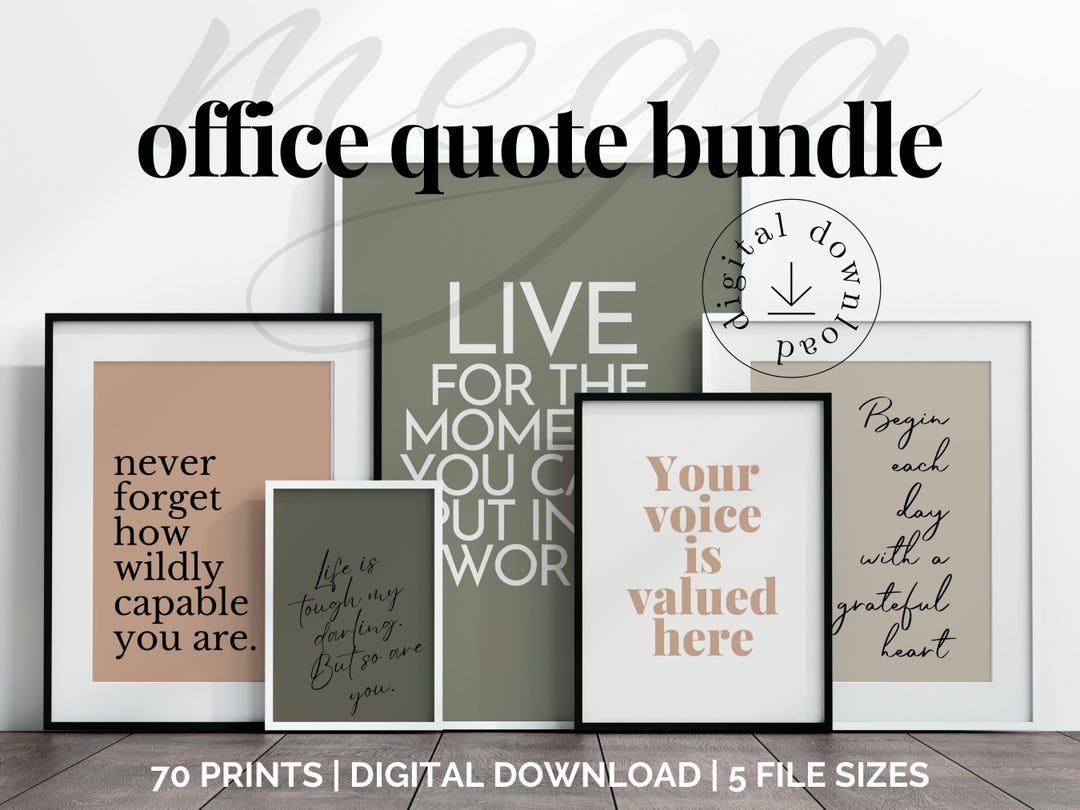 Calming Office Decor Bundle Green Prints for Office Wall Art Neutral ...