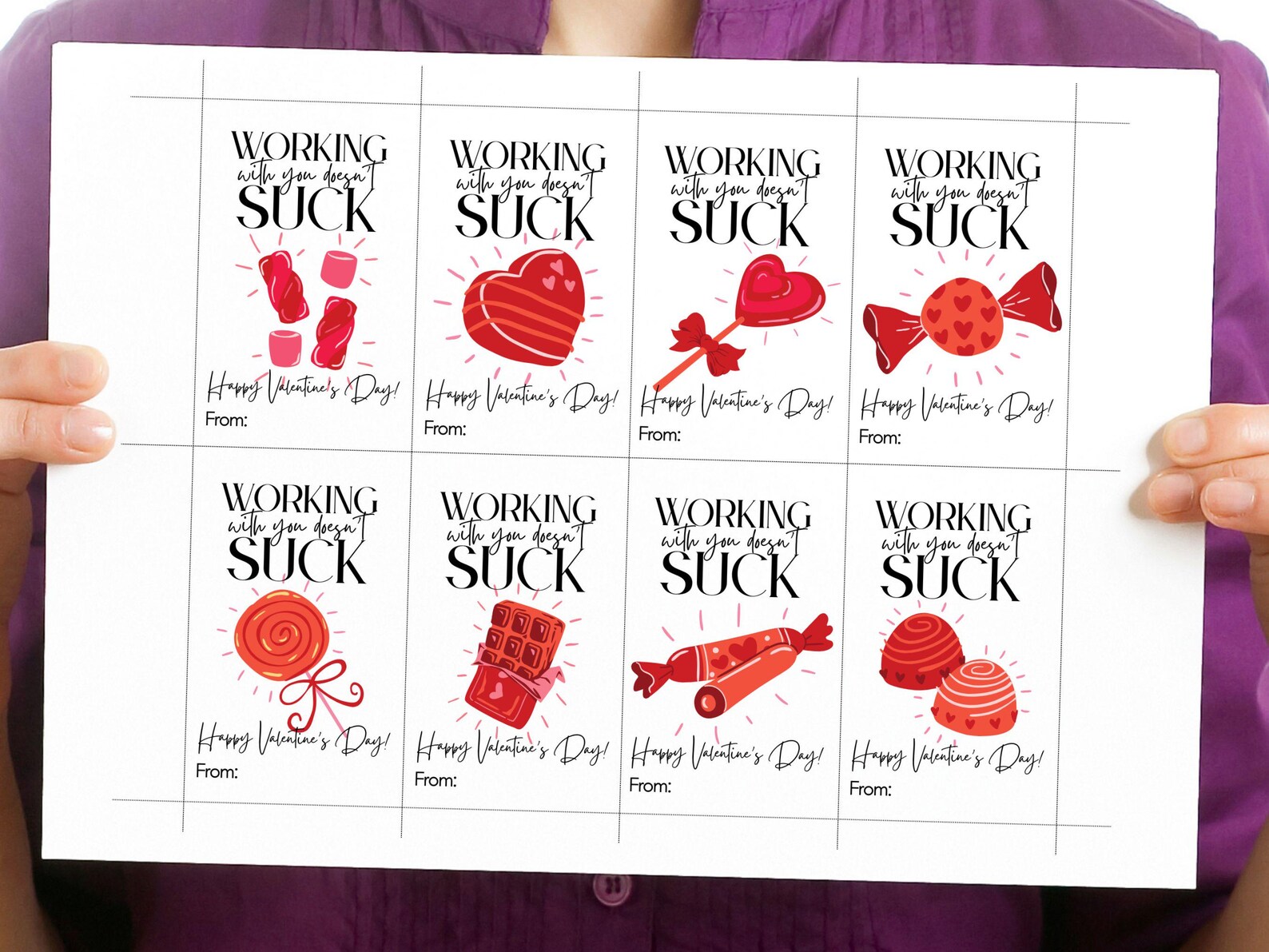 Coworker Valentine Gift Tags, Work Valentine Treat Bag Tags, Office ...