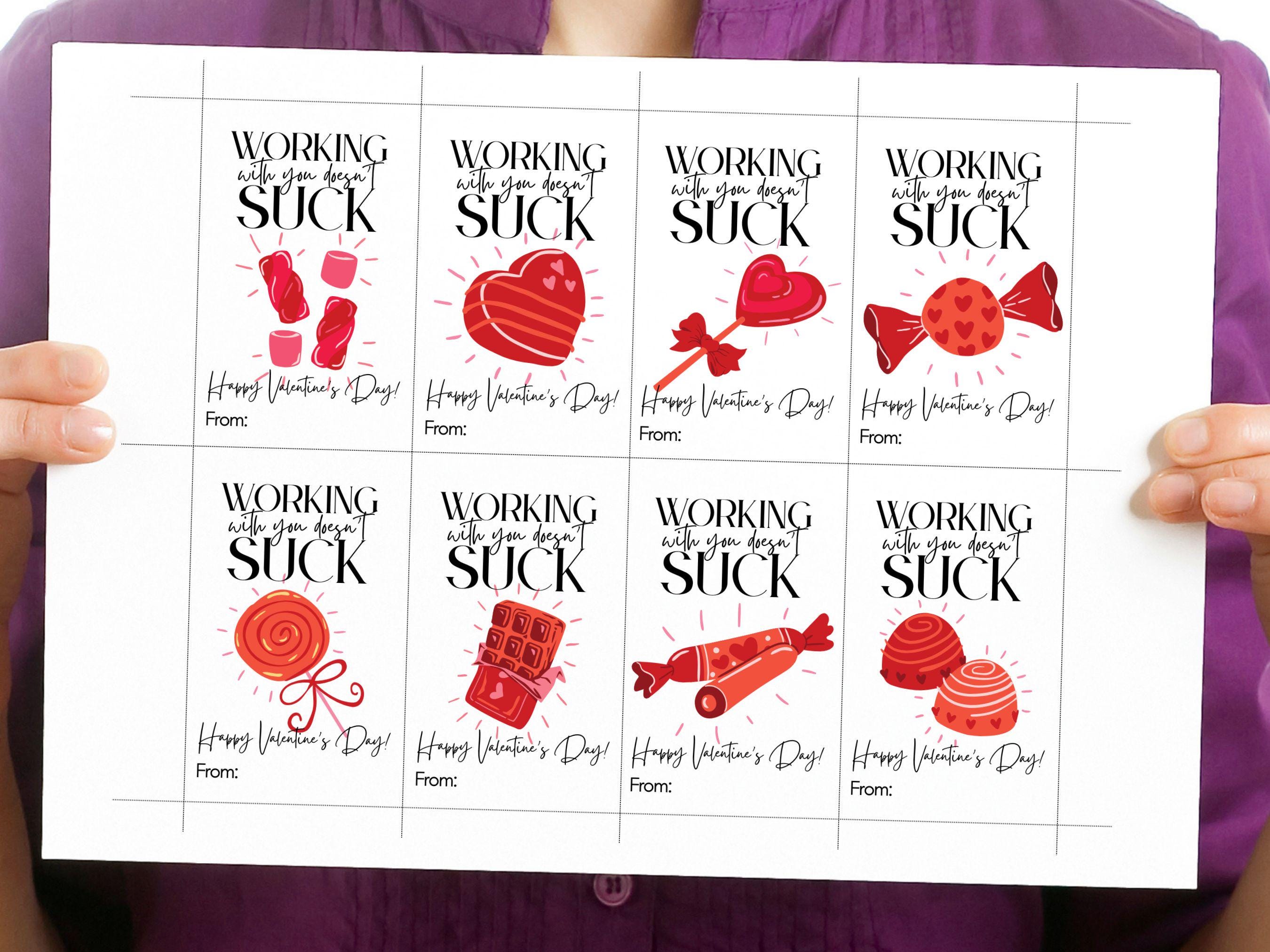 Coworker Valentine Gift Tags, Work Valentine Treat Bag Tags, Office ...
