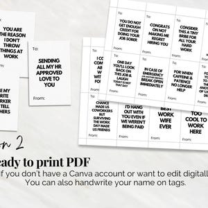 Sarcastic Coworker Gift Tags Funny Employee Cards Editable Gift Tags ...