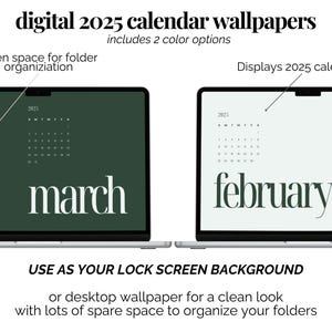 Green Desktop Wallpaper Monthly Calendar 2025 Digital Desktop Wallpaper ...