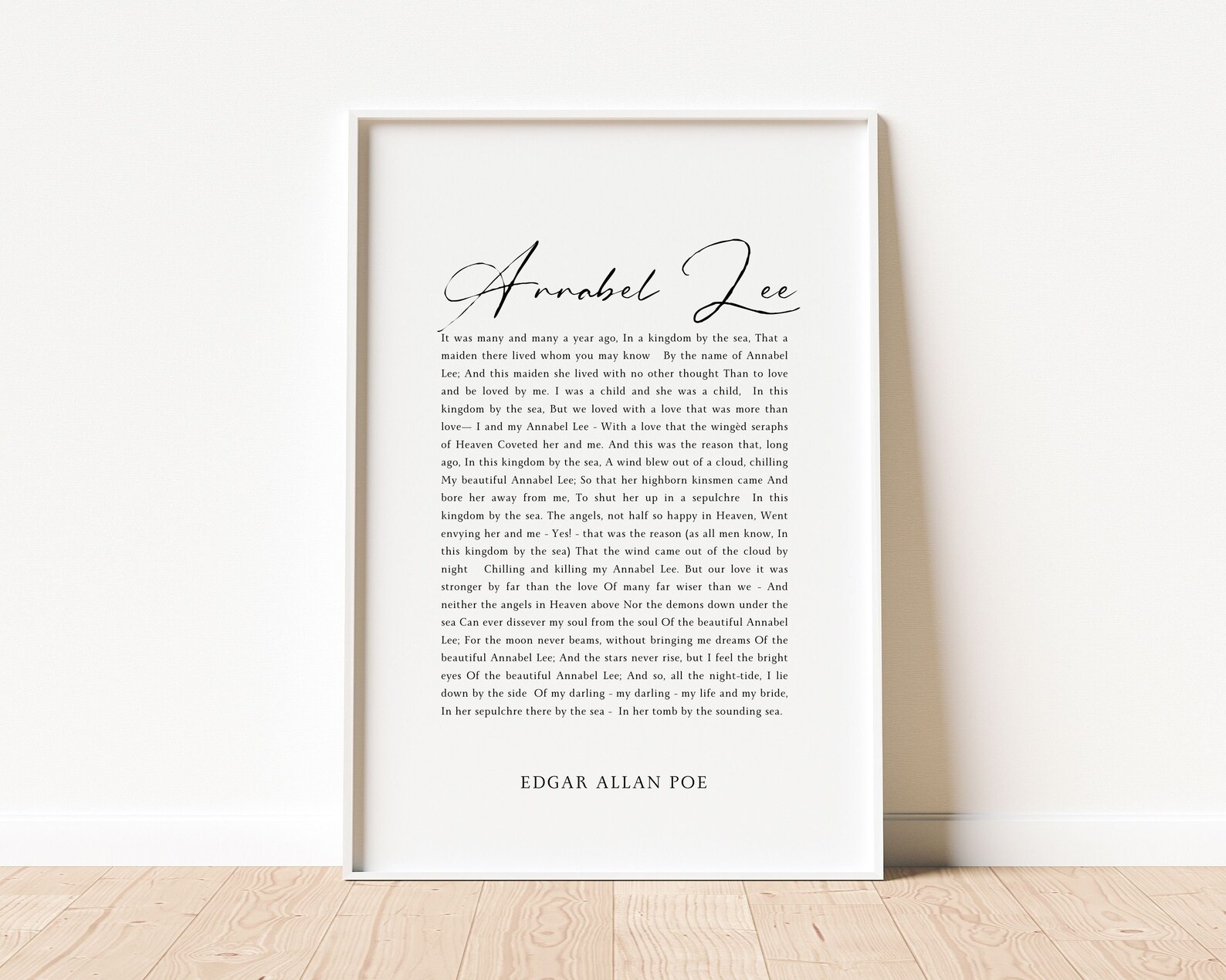 Annabel Lee Poem Print by Edgar Allan Poe Poetry Art Print - Etsy