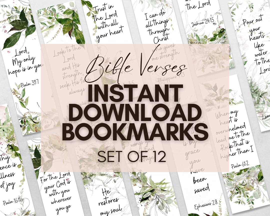 Christian Bookmark Printable Bible Verse Bookmark Set Digital Bookmark ...