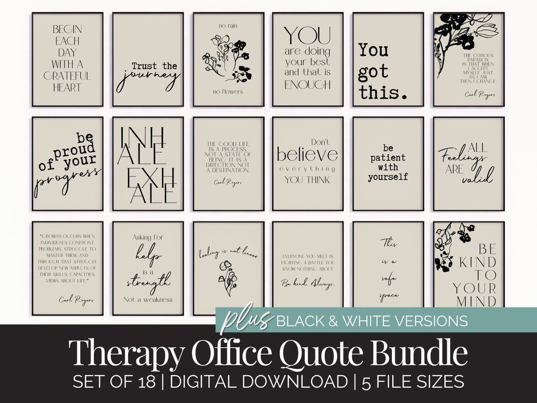 Therapy Poster Bundle, Mental Health Quote Office Decor, Therapist ...