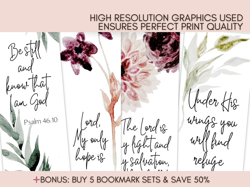 Printable Christian Bookmark Set of Bible Verse Bookmarks - Etsy
