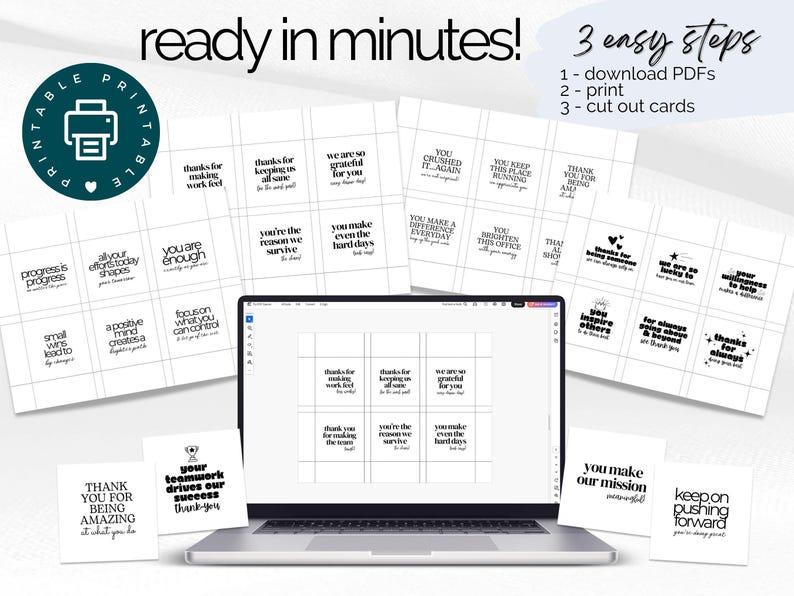 Employee Appreciation Notes, Printable Mini Coworker Thank You Cards ...
