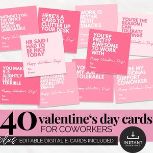 Pink Valentine Cards for Coworkers Printable Valentines Day Cards for ...