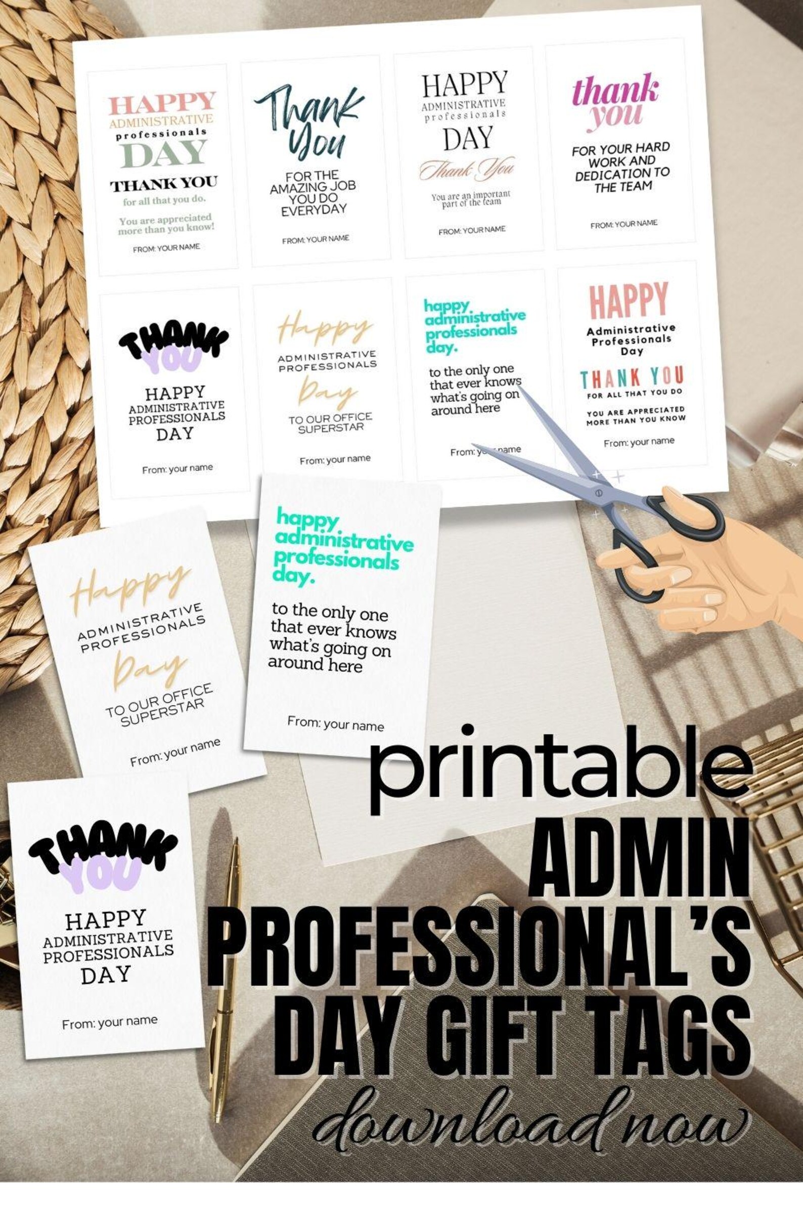 Admin Assistant Day Gift Tags Office Staff Appreciation Cards Personal ...