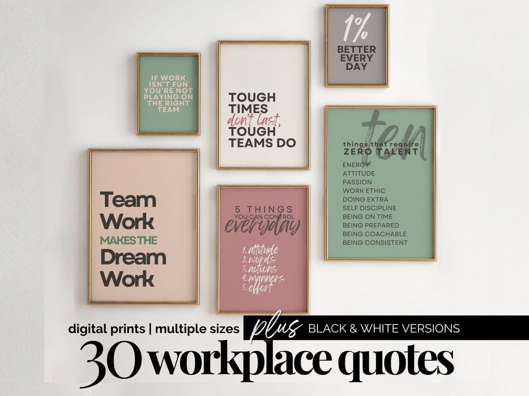 Teamwork Gallery Wall Art Bundle Motivational Office Wall Decor Pastel ...
