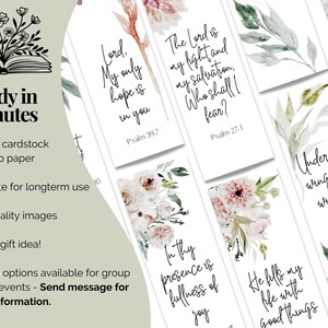 Printable Psalm Bookmark Bible Verse Bookmark Set Digital Bookmark ...