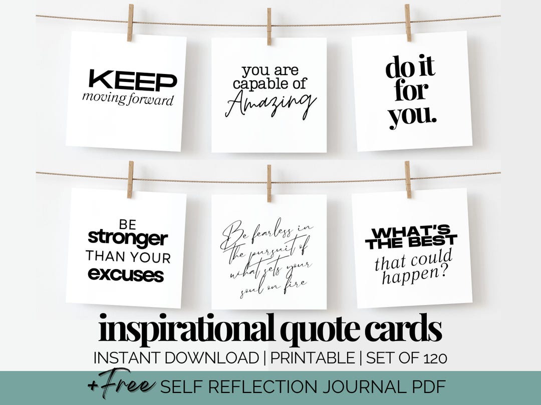 Motivational Quote Planner Cards Daily Affirmations Downloadable ...