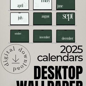 Green Desktop Wallpaper Monthly Calendar 2026 Digital Desktop Wallpaper ...