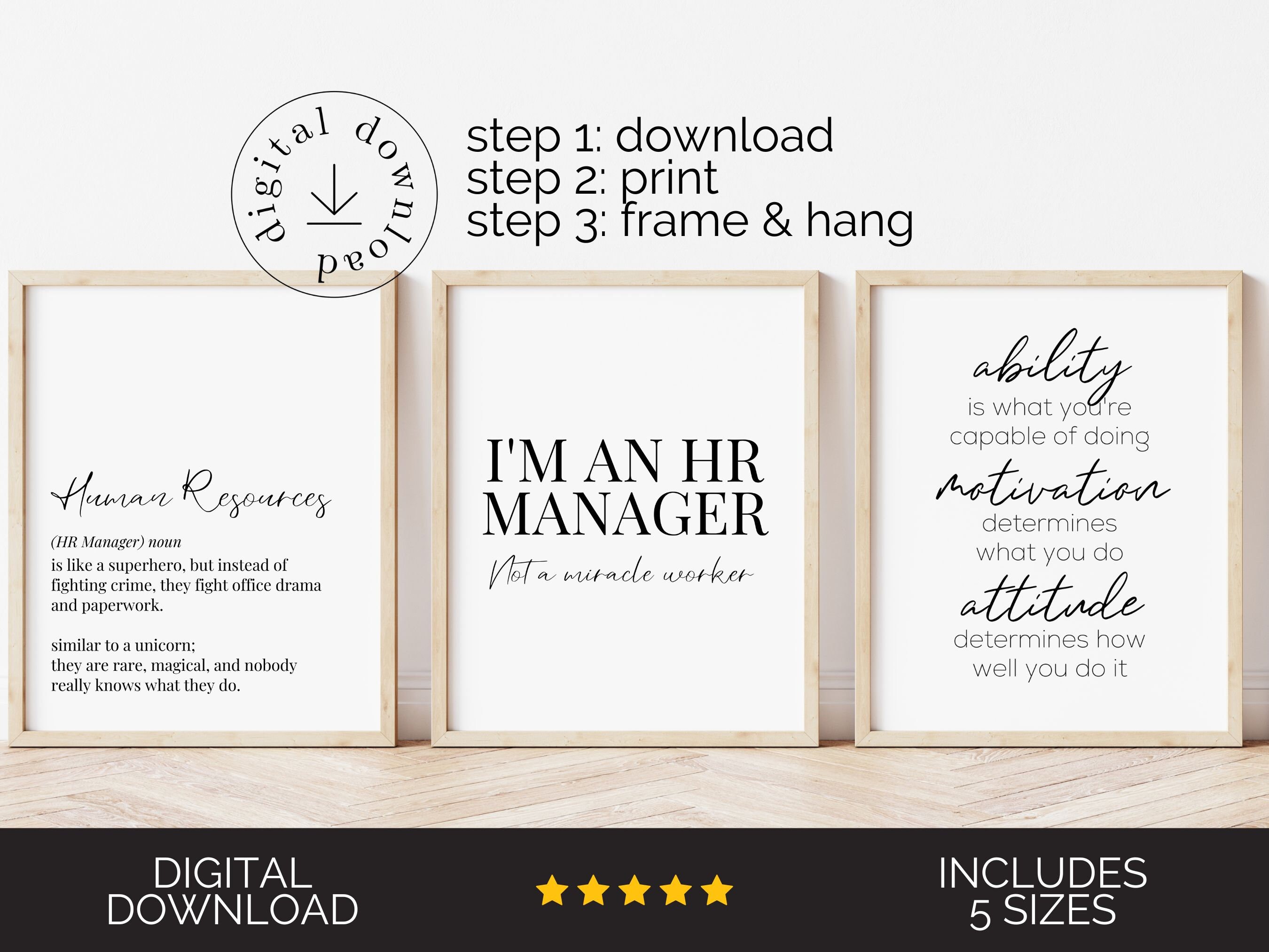 Human Resources Office Decor Bundle HR Office Wall Art for Women Funny ...