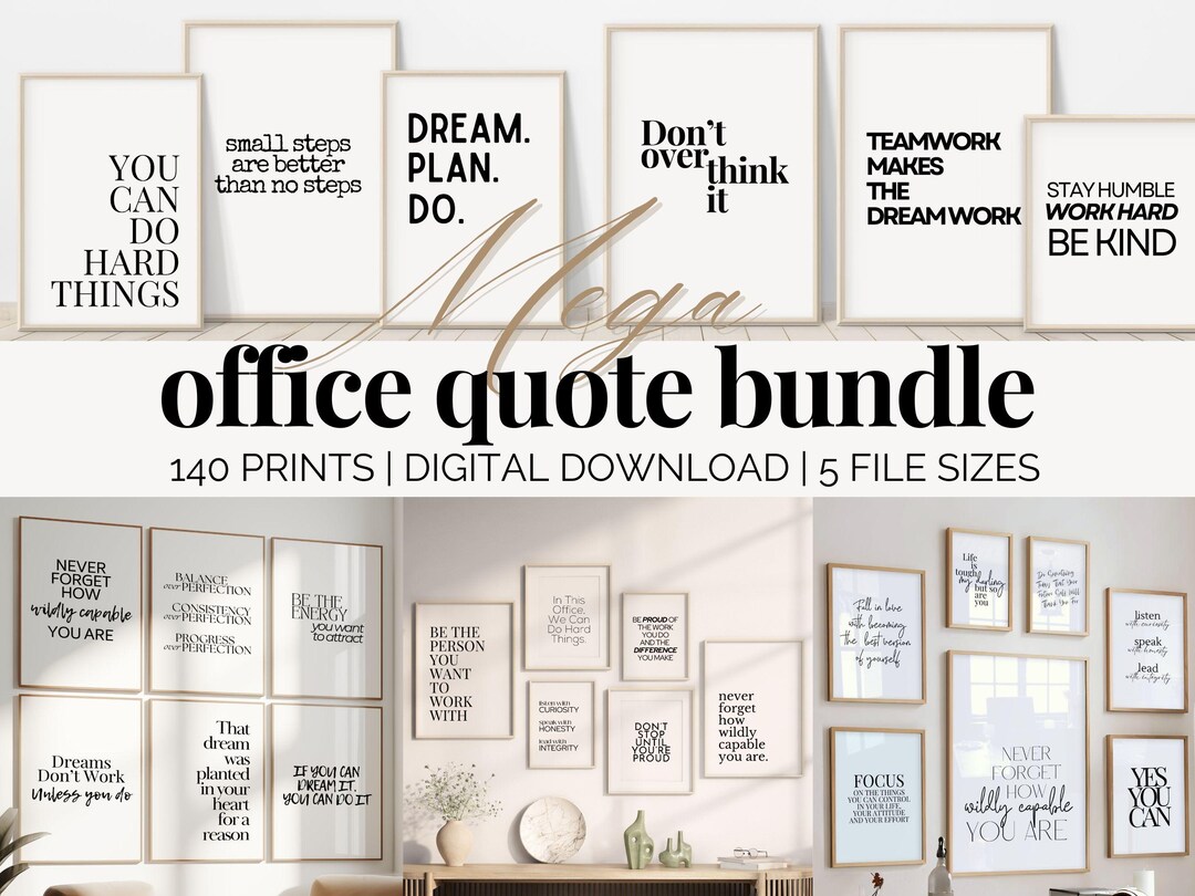 Inspirational Quote Gallery Wall Prints for Office Professional Wall ...