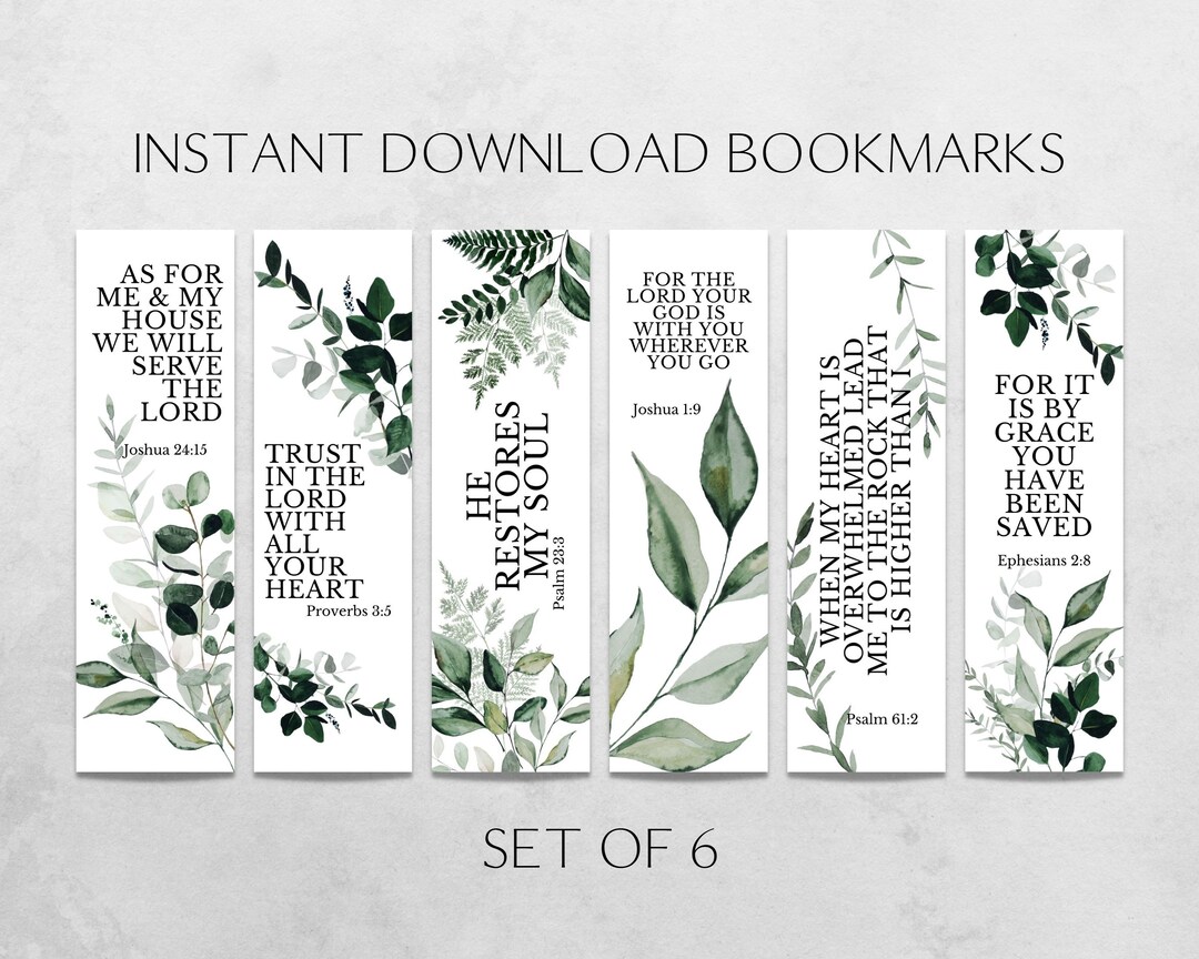 Printable Bible Verse Bookmark Set Digital Bookmark Bundle Scripture ...