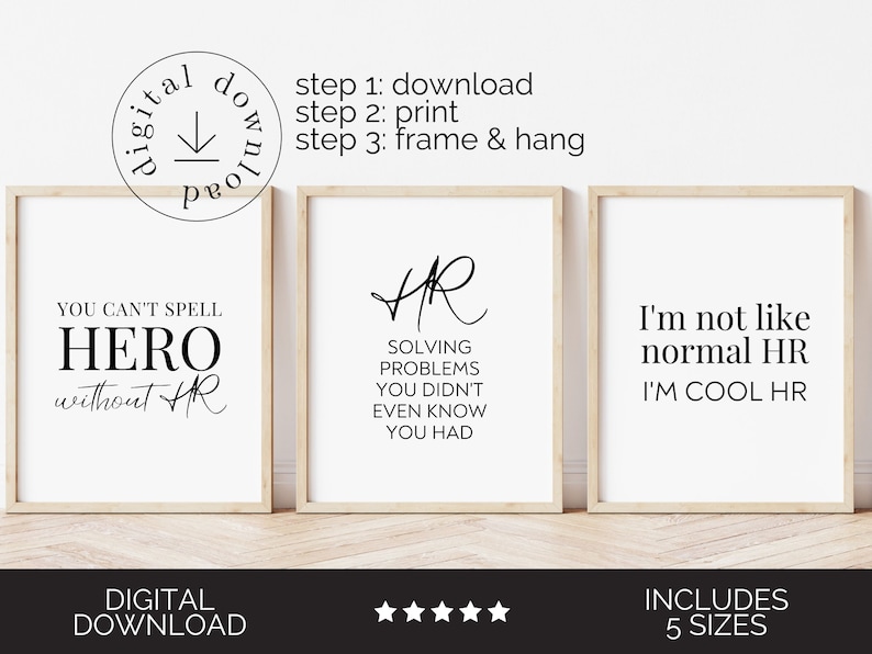 Human Resources Quote Wall Art Prints HR Poster Bundle HR Manager ...